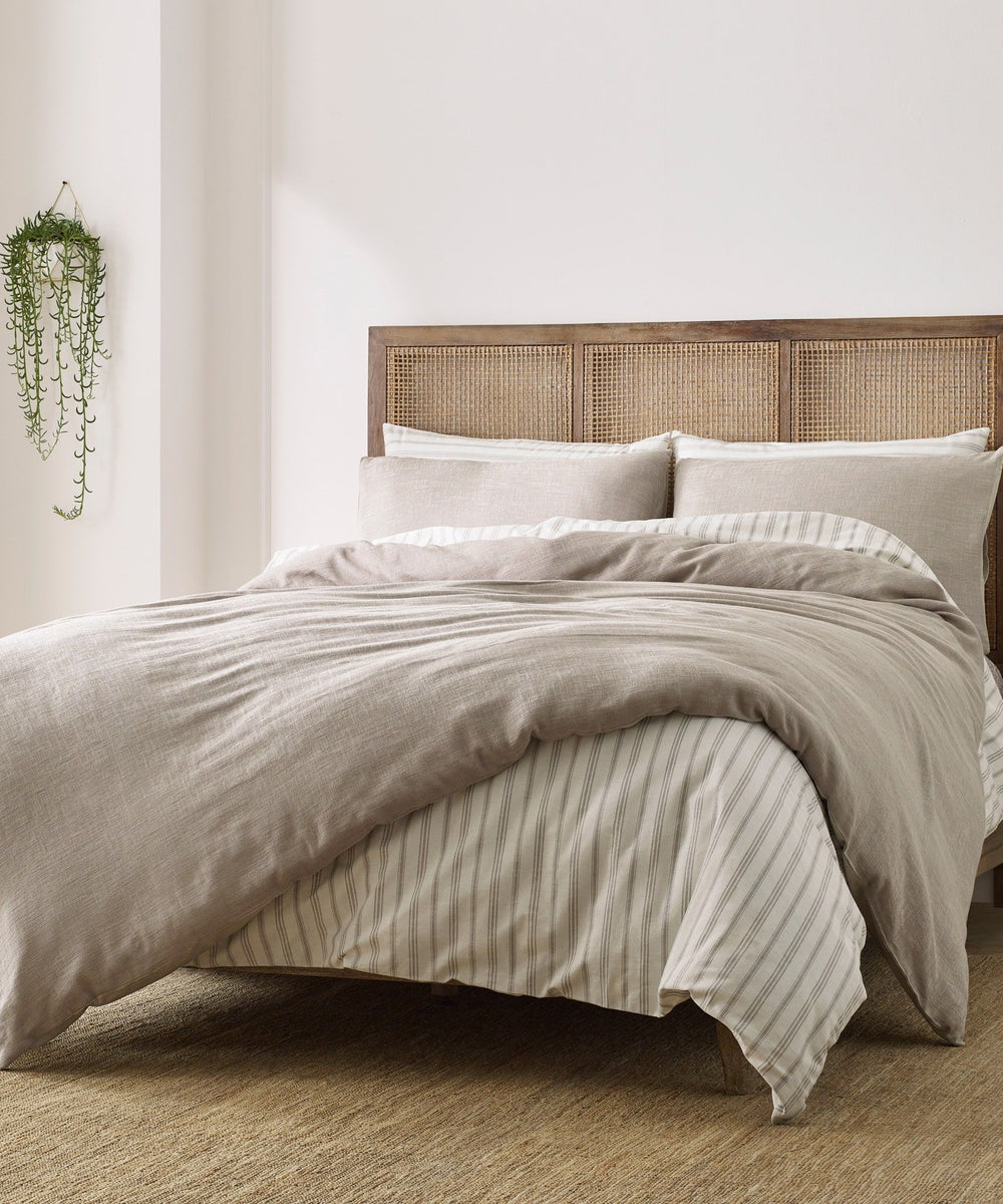 Vivie Solid Stone Washed Duvet Set – Blue Loom